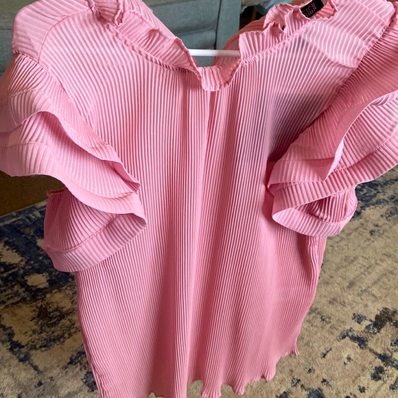 Tops | Pink Ruffle Blouse | Poshmark